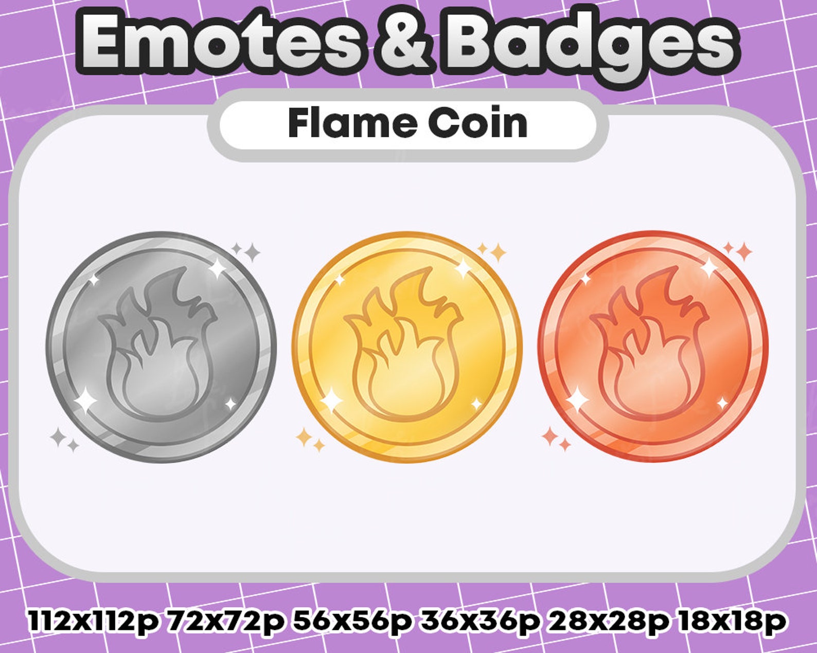 3x Metallic Fire Token/flame Token Channel Points Role Icons or Badges ...