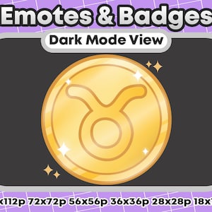 Gold Taurus Metallic Zodiac Token Channel Points/ Emote / Role Icons or ...