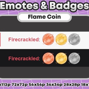 3x Metallic Fire Token/flame Token Channel Points Role Icons or Badges ...