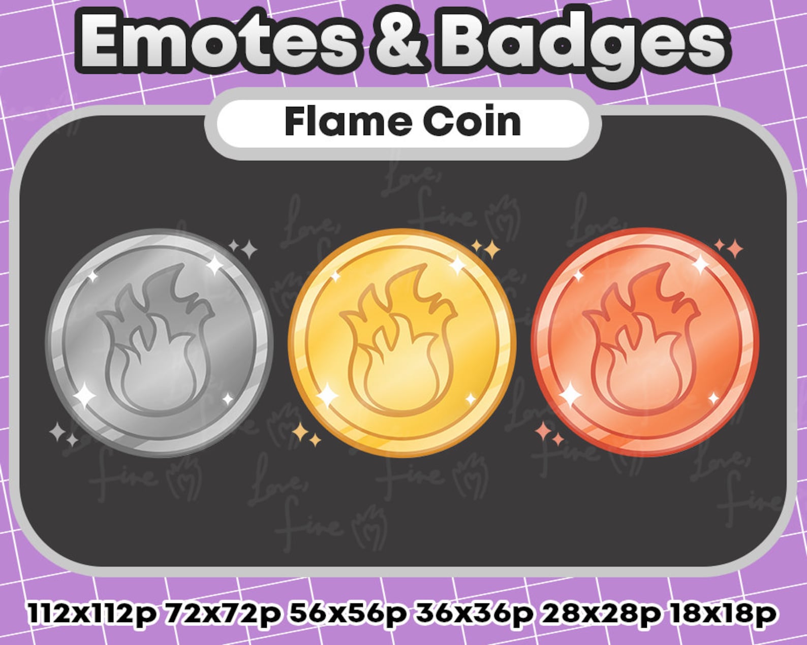 3x Metallic Fire Token/flame Token Channel Points Role Icons or Badges ...