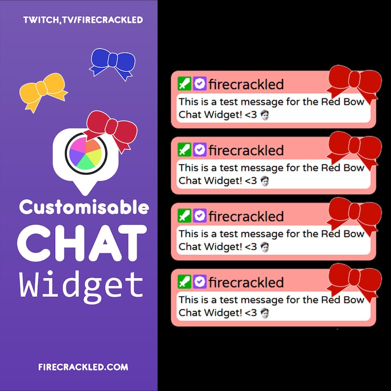 Red Bow Twitch Chat Widget - Animated - Works With OBS Studio ...
