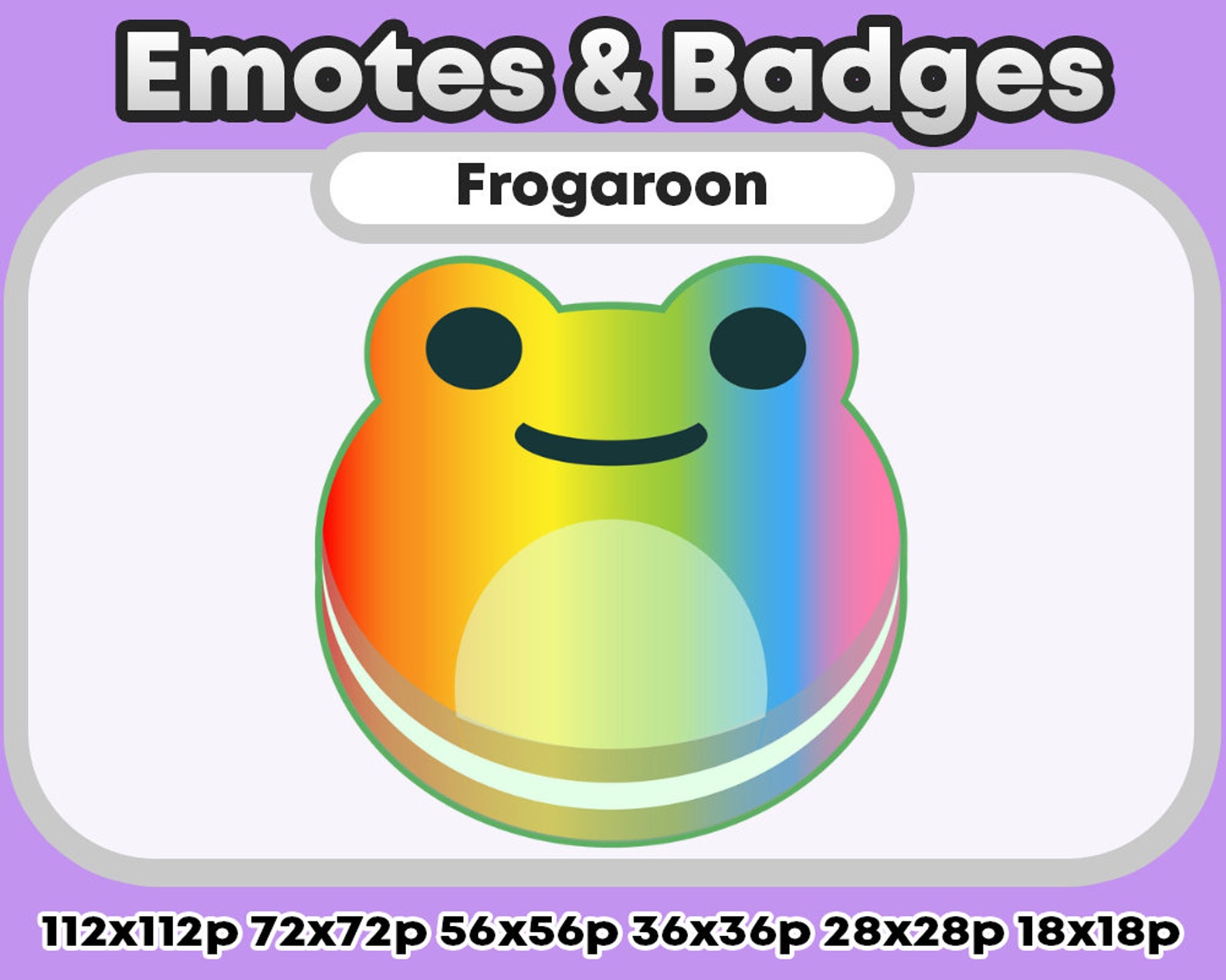 Rainbow Frogaroon Dessert Froggy Emote, Channel Points, Role Icons or ...