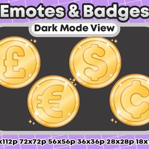 4x Gold Currency Metallic Token/coin Channel Points Role Icons or ...