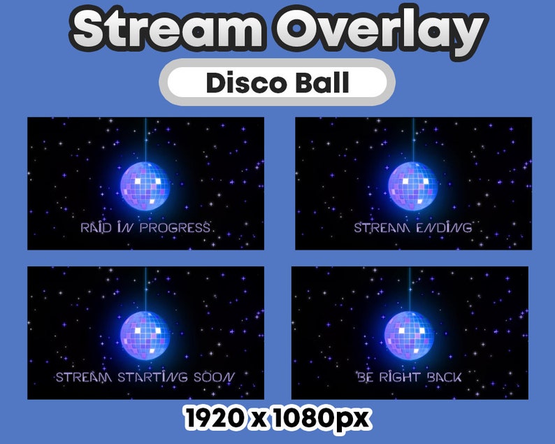 Animated Starry Disco Ball Twinkling Blue Twitch Overlays Scenes ...