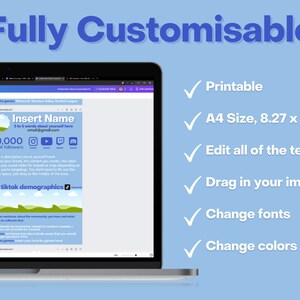 Customizable Blue Media Kit for Tiktok/tiktokkers - One Page Canva ...