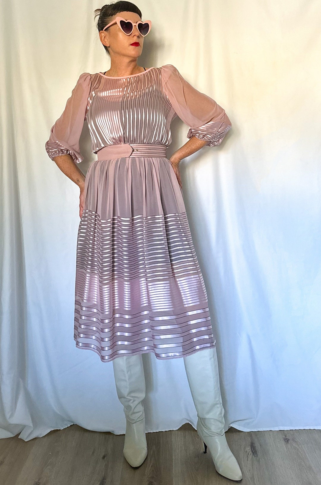Vintage Sheer Pink Dress Etsy