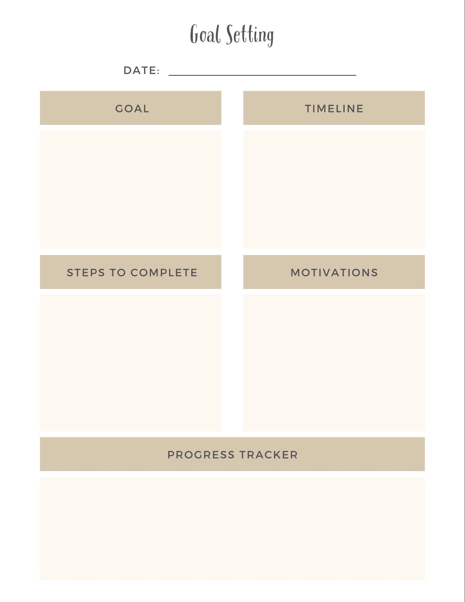 Goal Planning Template, Beige - Etsy