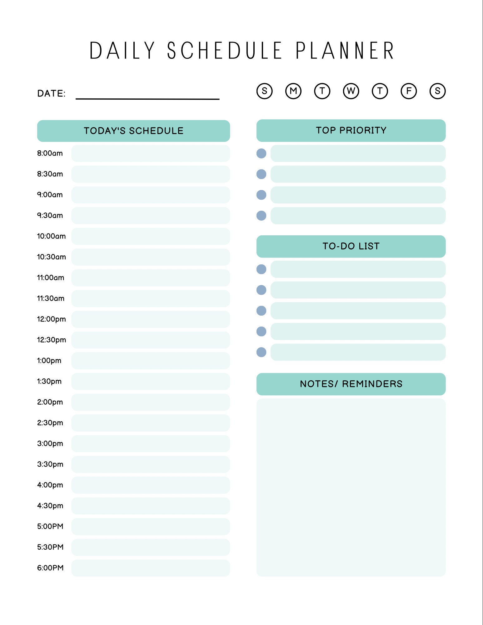Minimalist Mint Daily, Weekly, Monthly Planner Template - Etsy