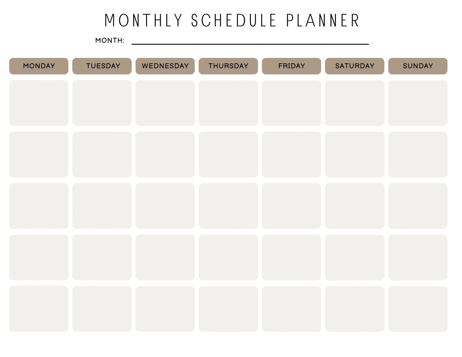 Minimalist Neutral Daily, Weekly, Monthly Planner Template - Etsy