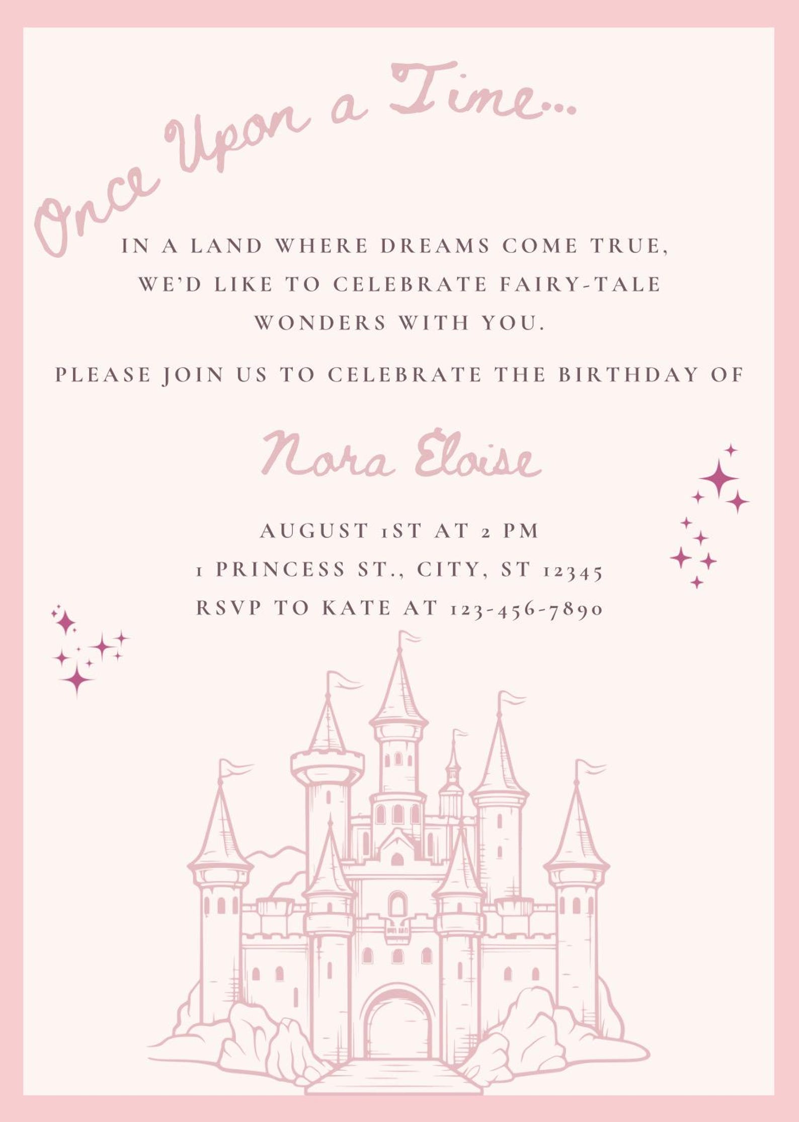 Editable Princess Birthday Invitation - Etsy