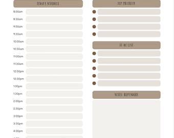 Minimalist Neutral Daily, Weekly, Monthly Planner Template - Etsy