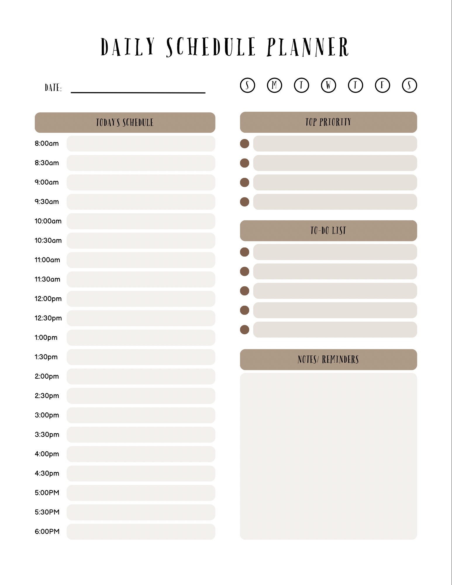 Fun Font Neutral Daily, Weekly, Monthly Planner Template - Etsy