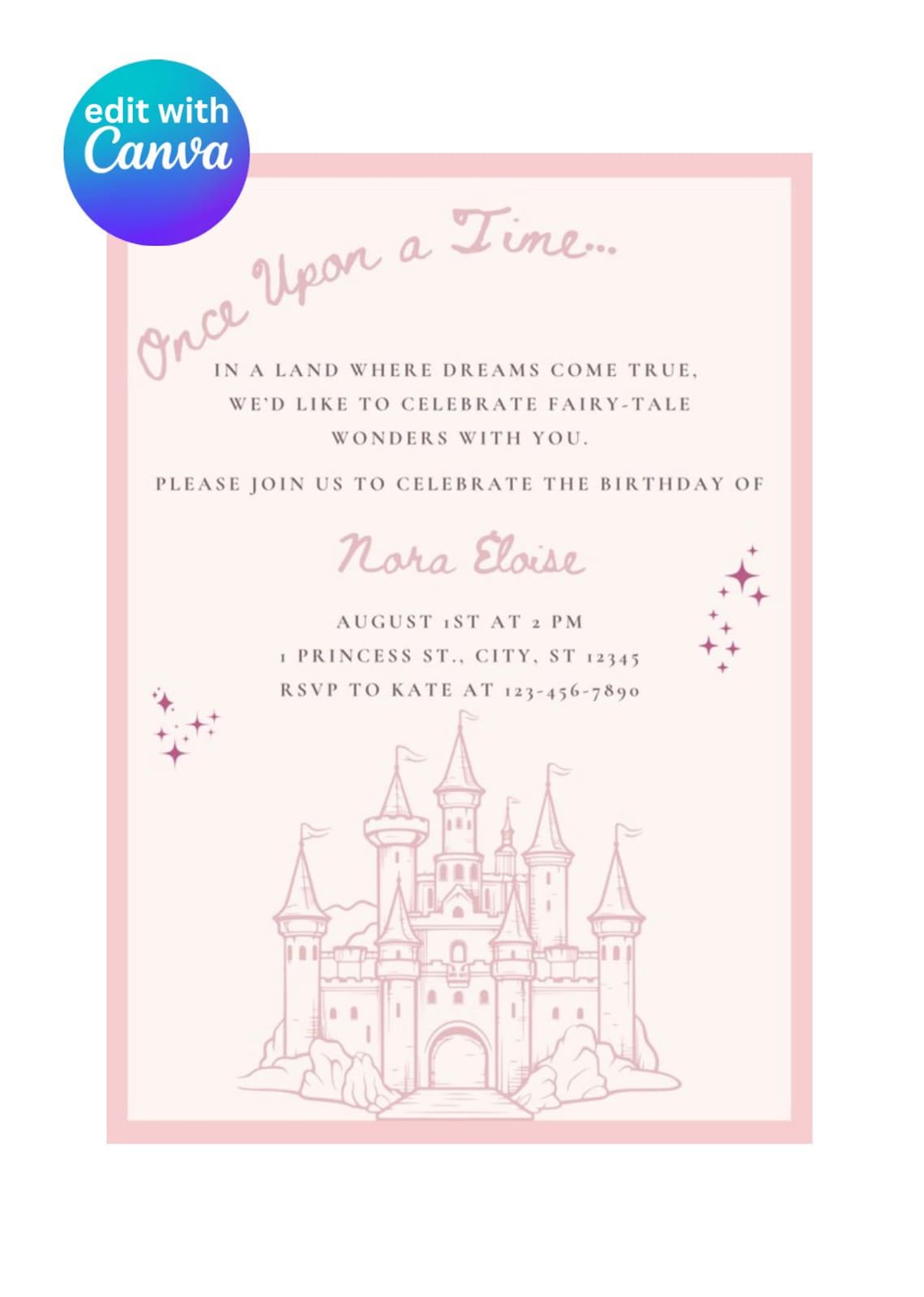 Editable Princess Birthday Invitation - Etsy