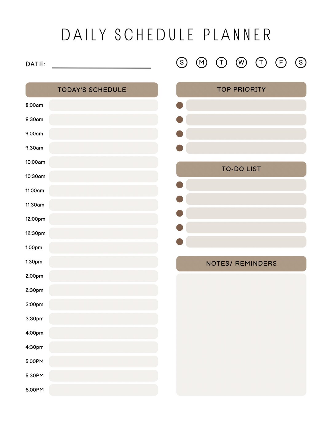 Minimalist Neutral Daily, Weekly, Monthly Planner Template - Etsy