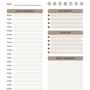 Minimalist Neutral Daily, Weekly, Monthly Planner Template - Etsy