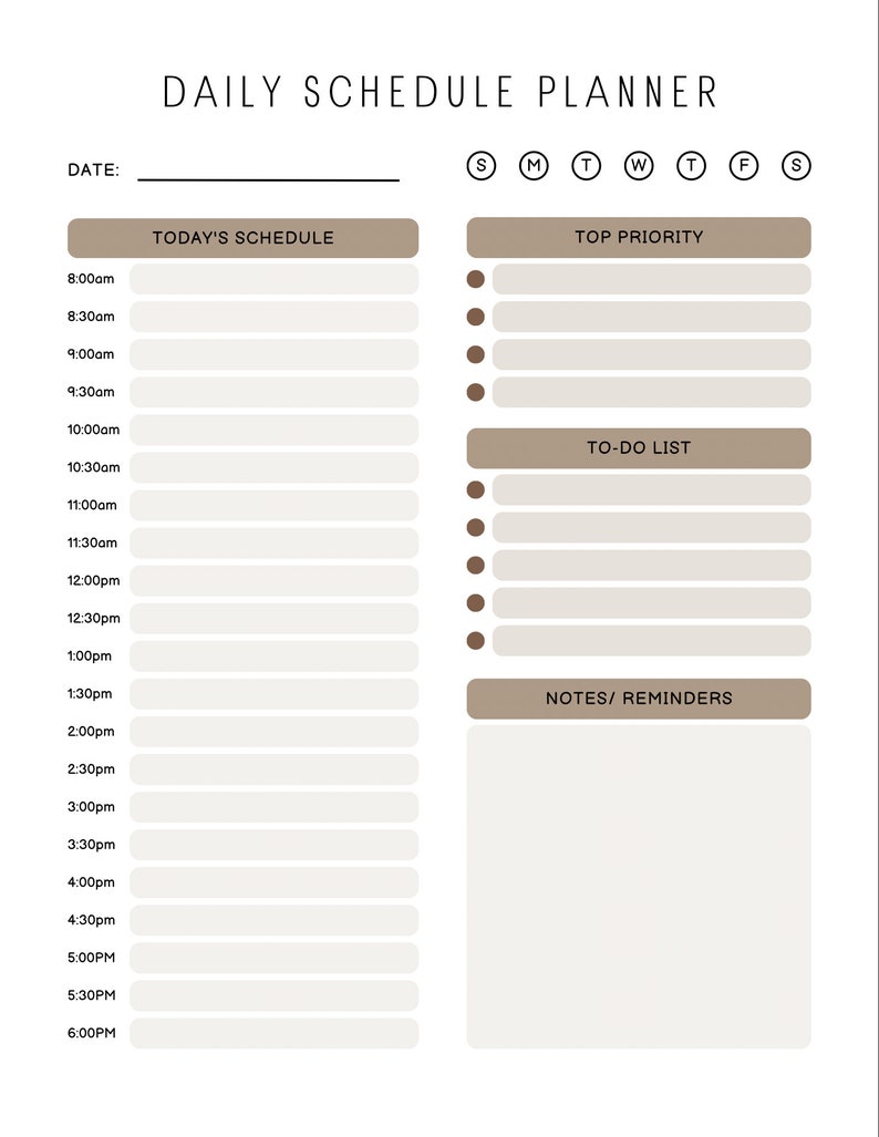 Minimalist Neutral Daily, Weekly, Monthly Planner Template - Etsy
