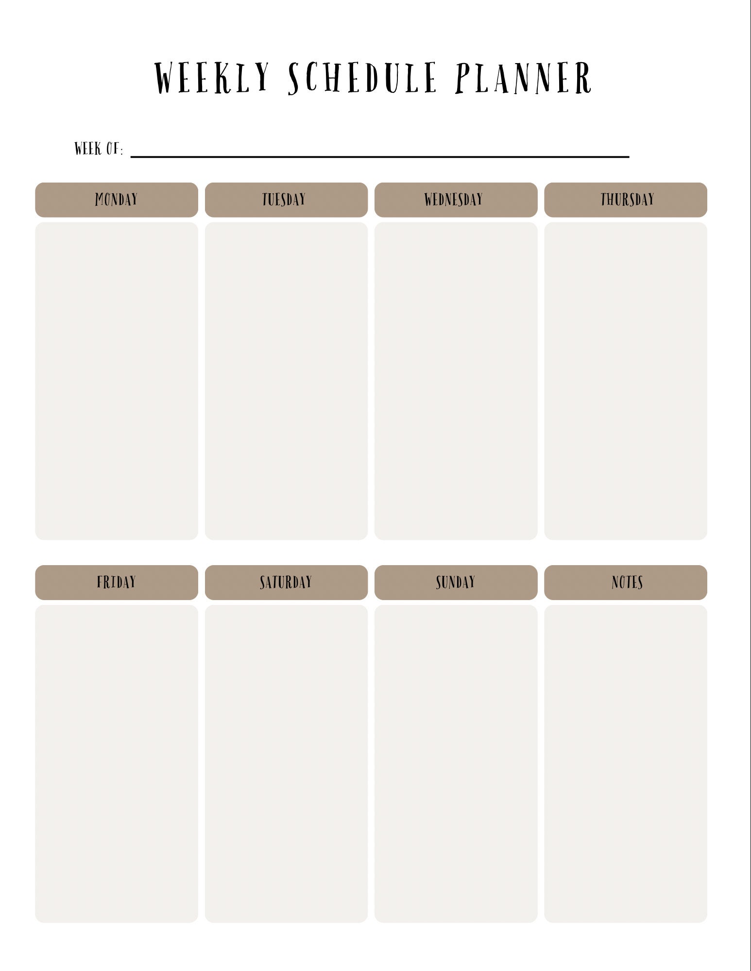 Fun Font Neutral Daily, Weekly, Monthly Planner Template - Etsy