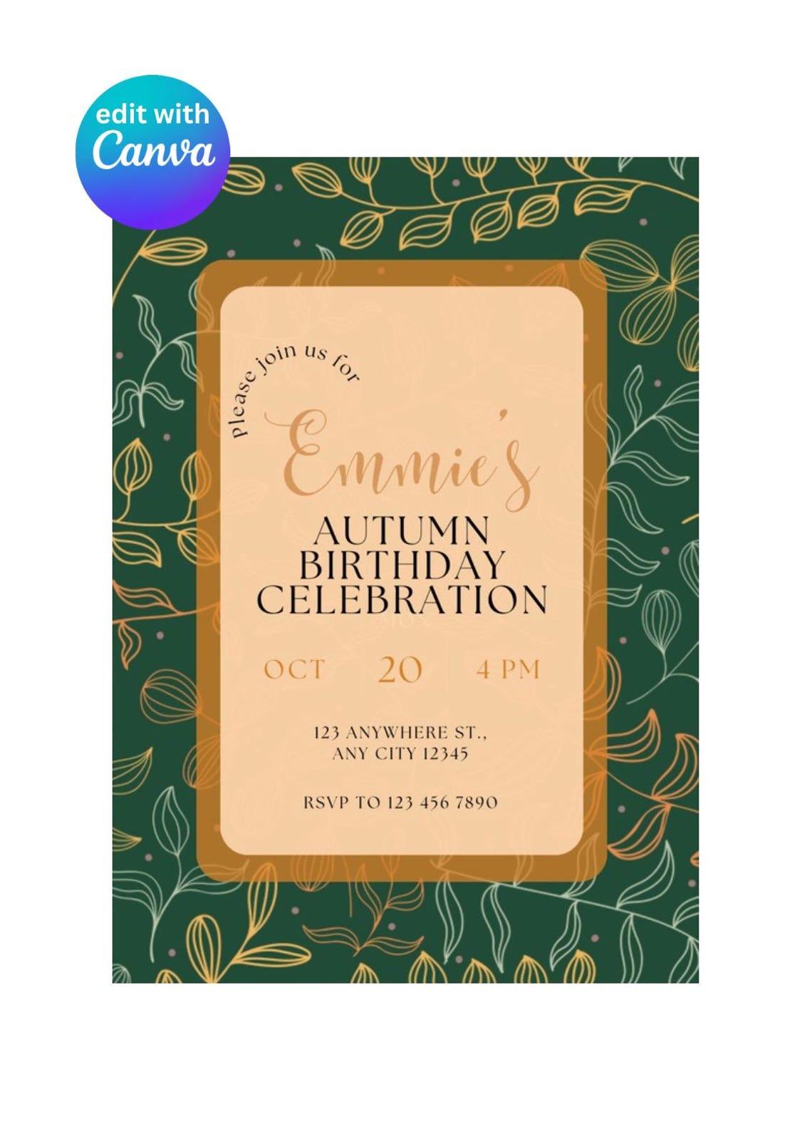 Editable Fall/autumn Birthday Invitation - Etsy