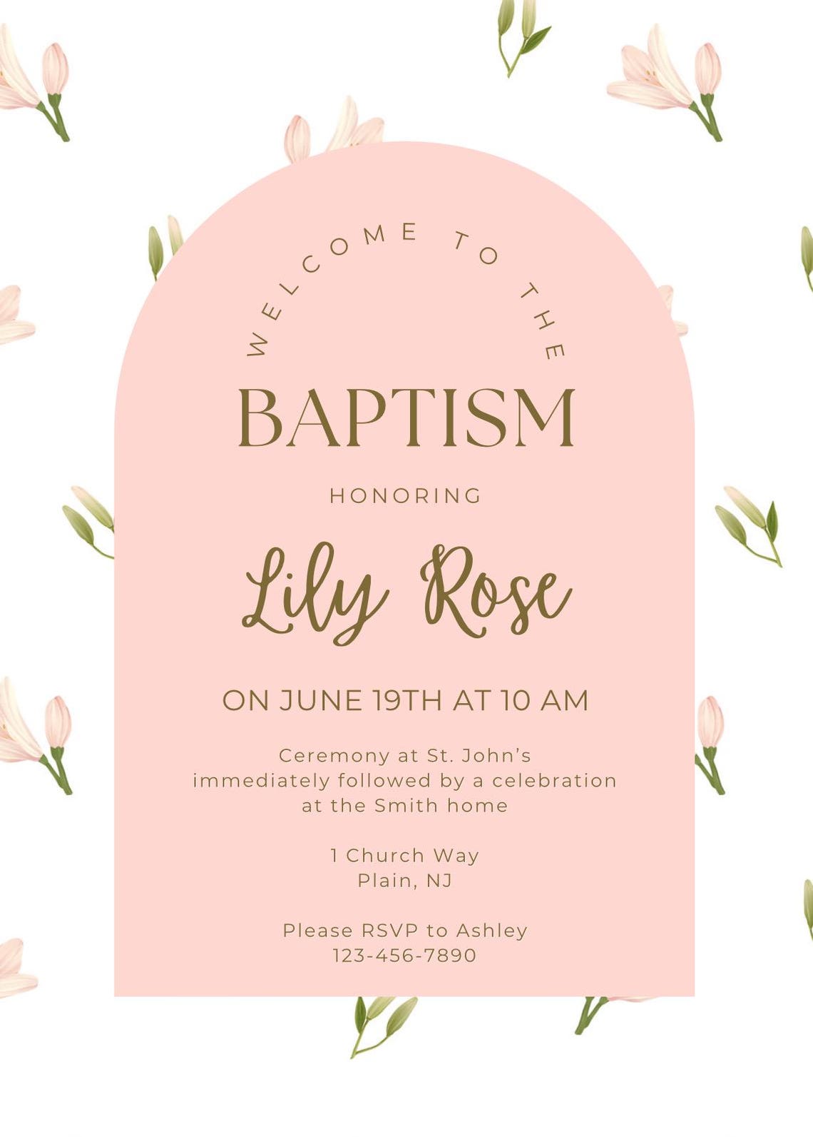 Editable Girls’ Baptism Invitation - Etsy