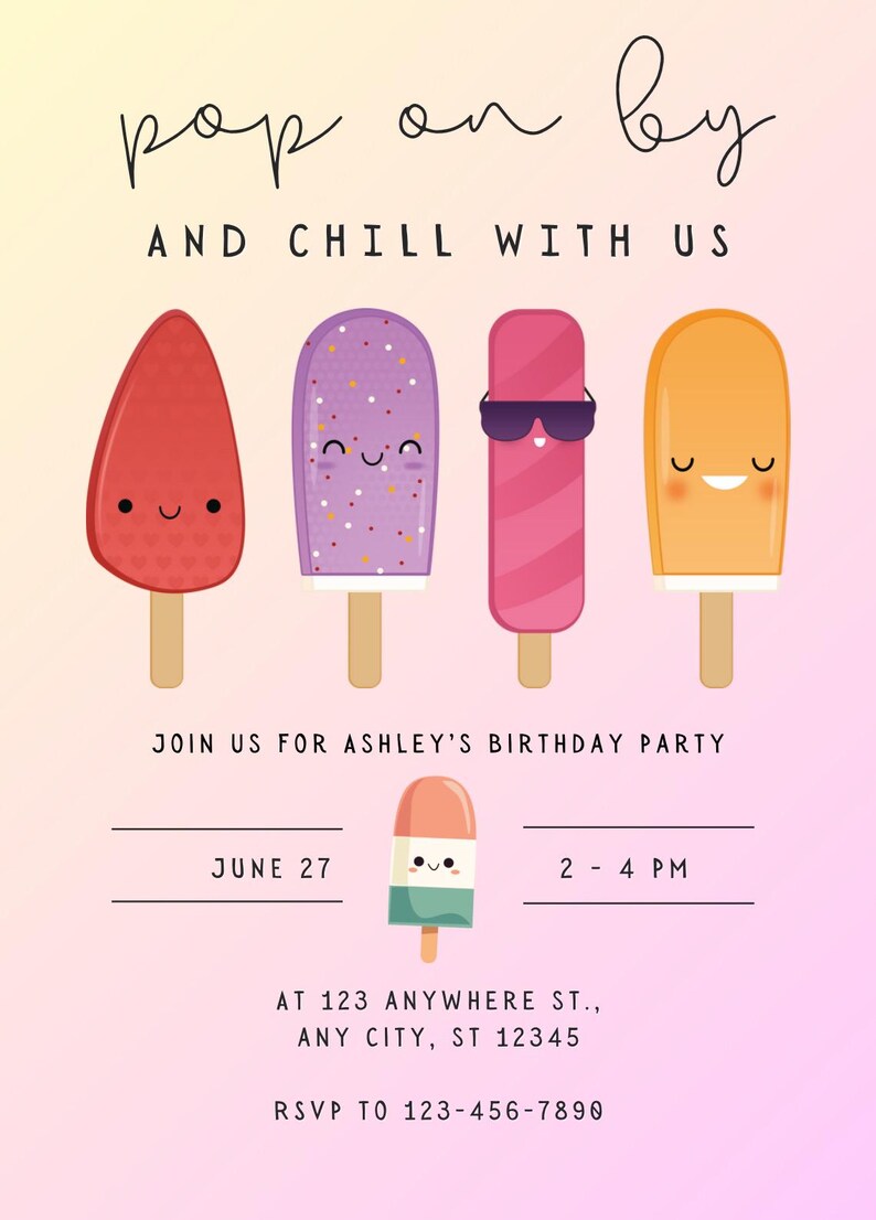 Editable Popsicle Birthday Party Invitation - Etsy