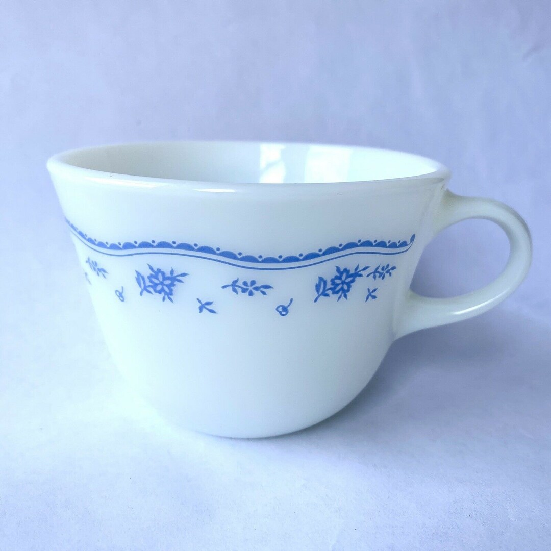 Pyrex Morning Blue Flower Cup Coffee Tea Corning NY Mid Century ...
