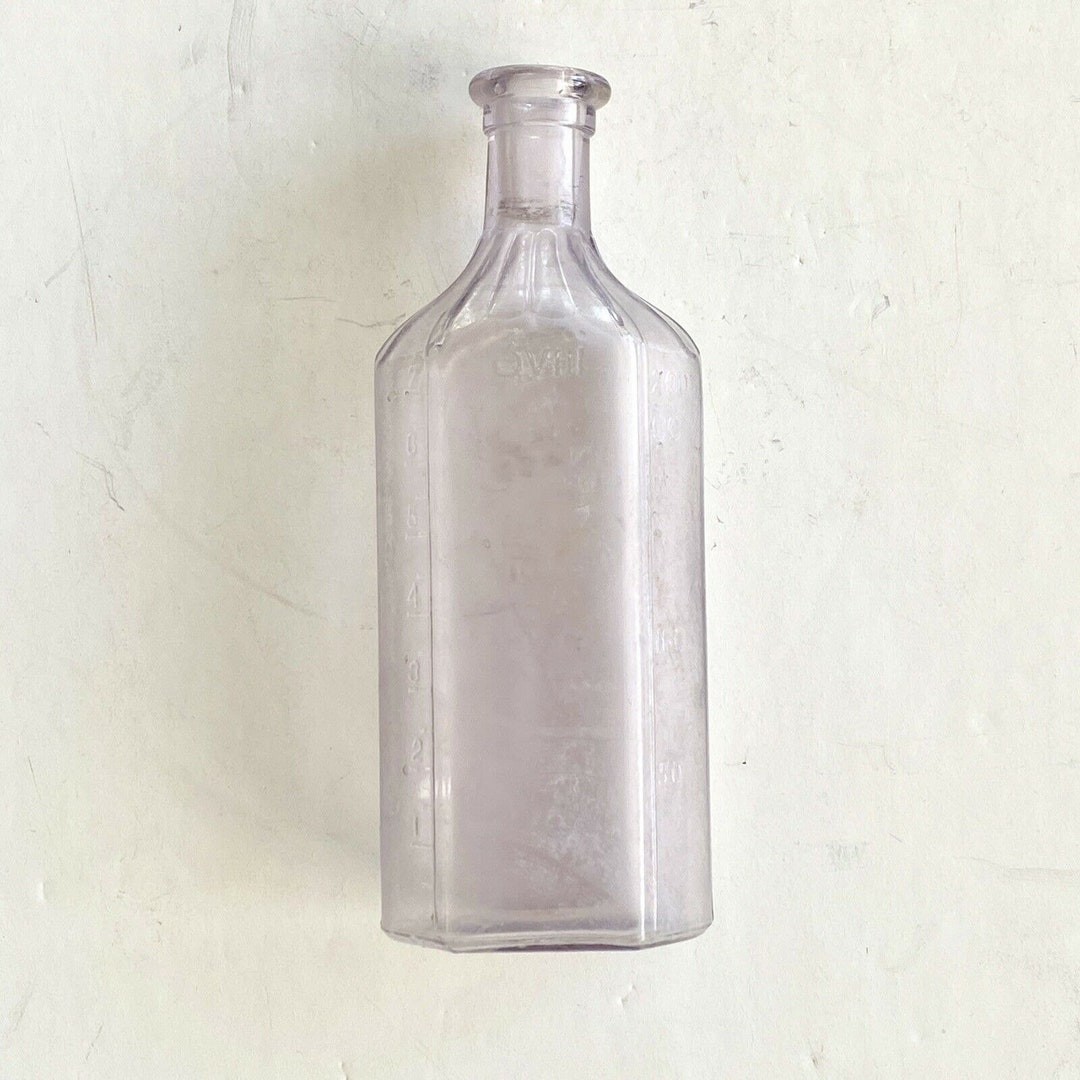 Antique Rare Solarized Obear-nester Glass Aseptic 8 Oz Medicine Bottle ...
