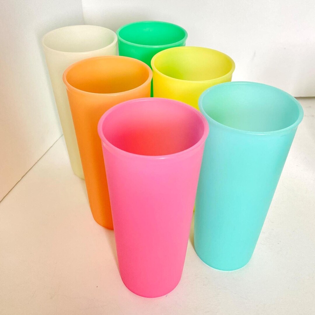 Tupperware 107 Iced Tea Lemonade 16 Oz Cups Set of 6 Pastel Colors ...
