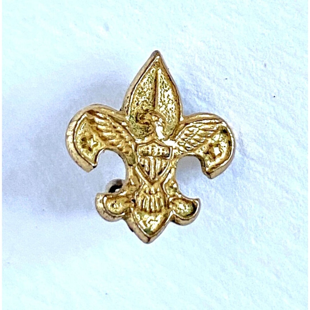 Vintage Boy Scout BSA Tenderfoot Metal Fleur-de-lis Badge Hat Lapel ...