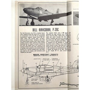 Vintage U.S. Army Bell Airacobra P-39C Fighter Airplane Blueprint Plan ...