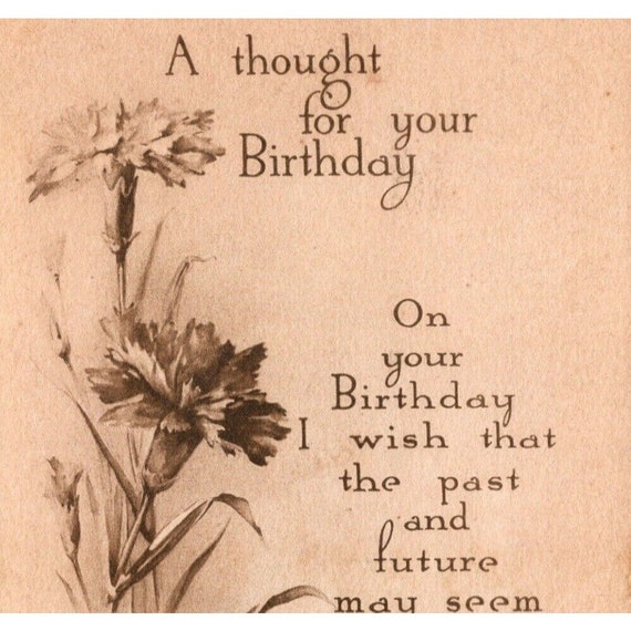 1913 Birthday Greetings Poem Art Nouveau Carnations Flowers - Etsy