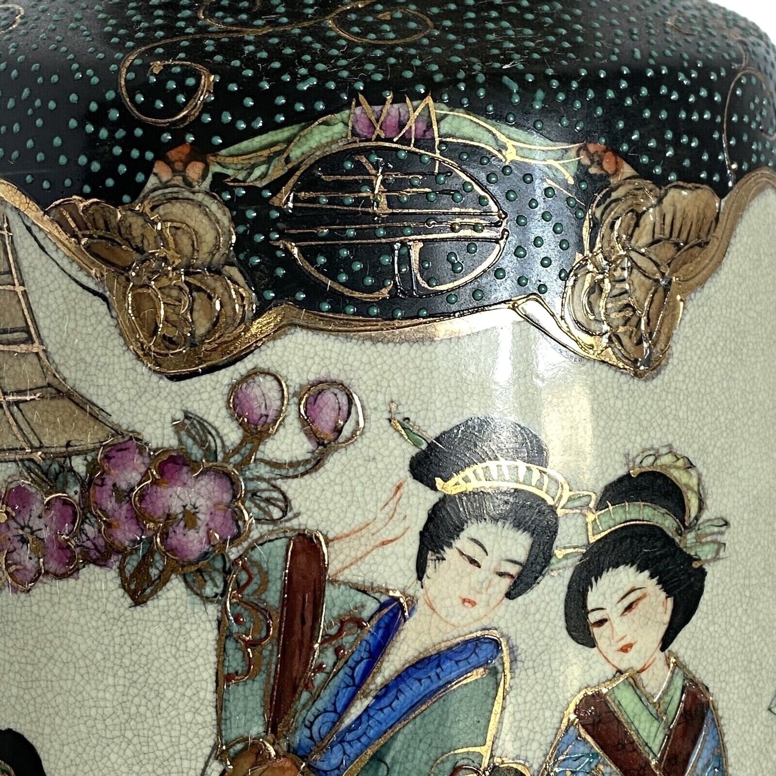 Japanese Royal Satsuma Moriage Hand Painted Gilded 12in X 8in Footed ...
