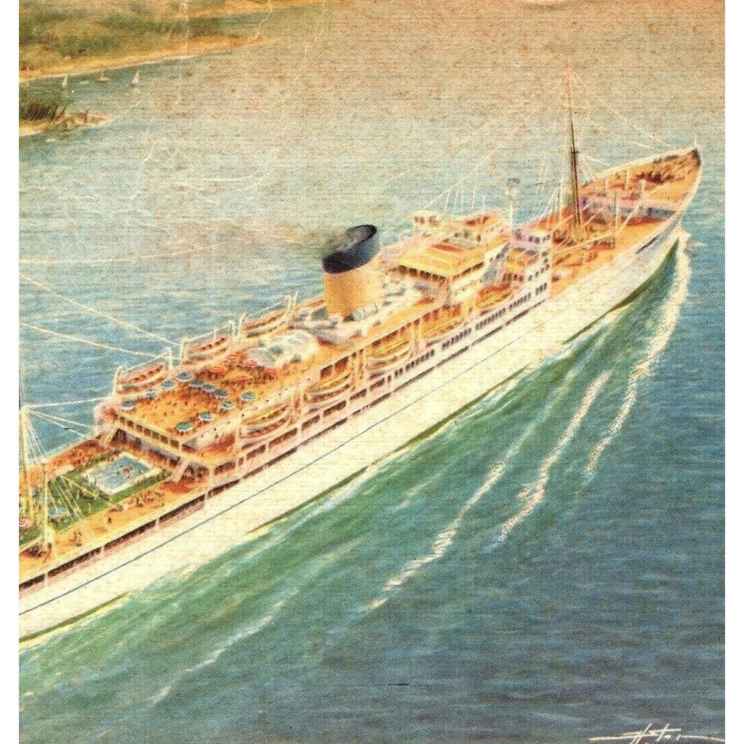 C1953 SS Nassau Incres Line Ship Home Lines Agency Postcard NY to ...