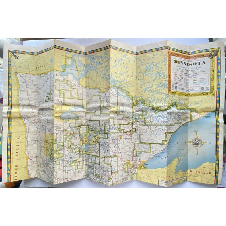 1960 Minnesota Land of 10000 Lakes Folding Road Map Color - Etsy