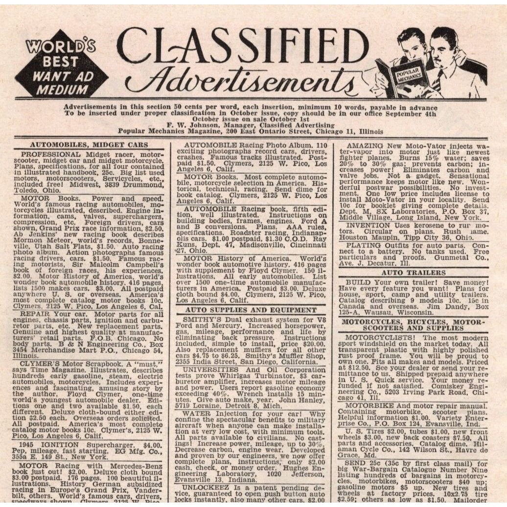 Newspaper Classified Section