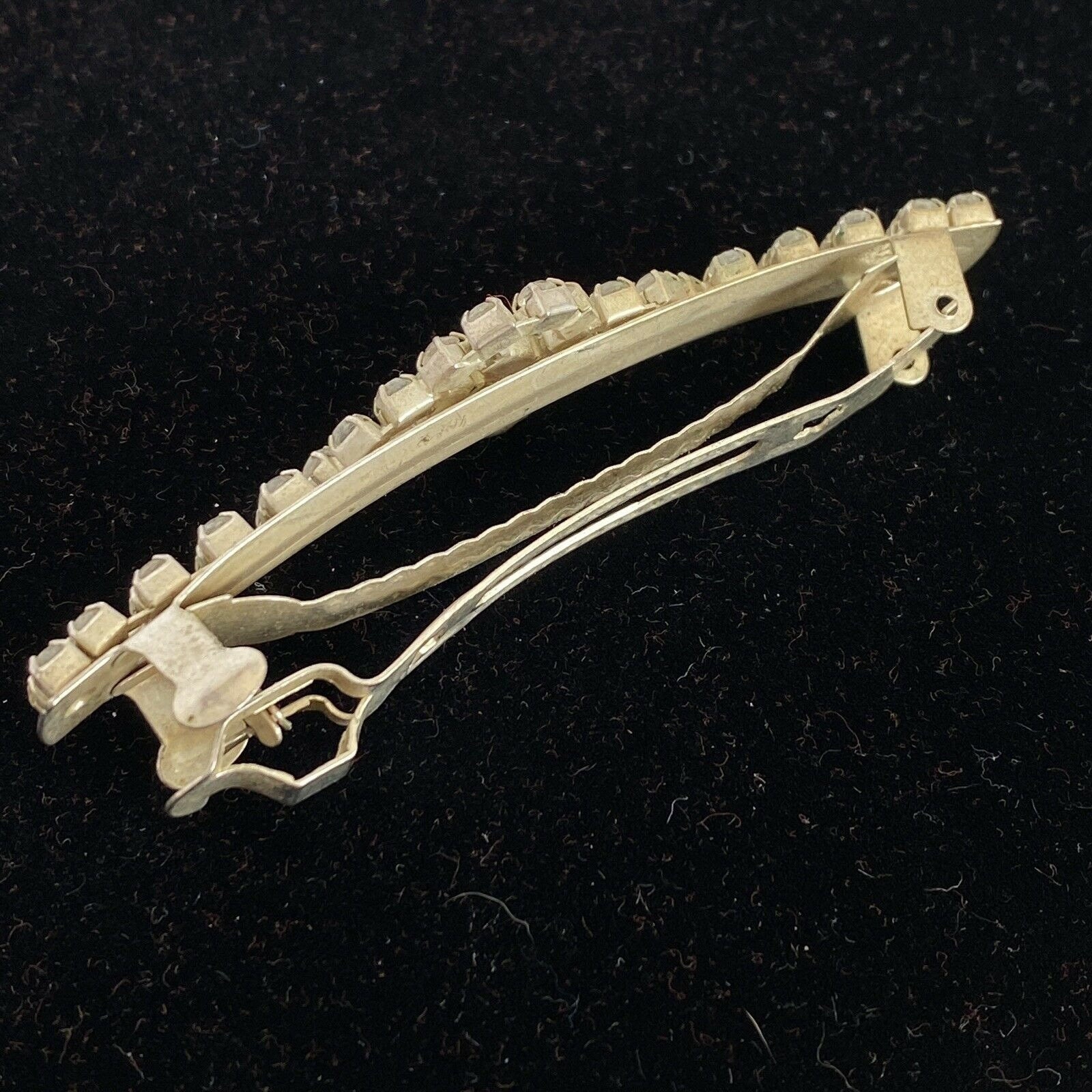 Vintage 1980's Retro French Barrette Hair Clip Silver Tone Crystal ...