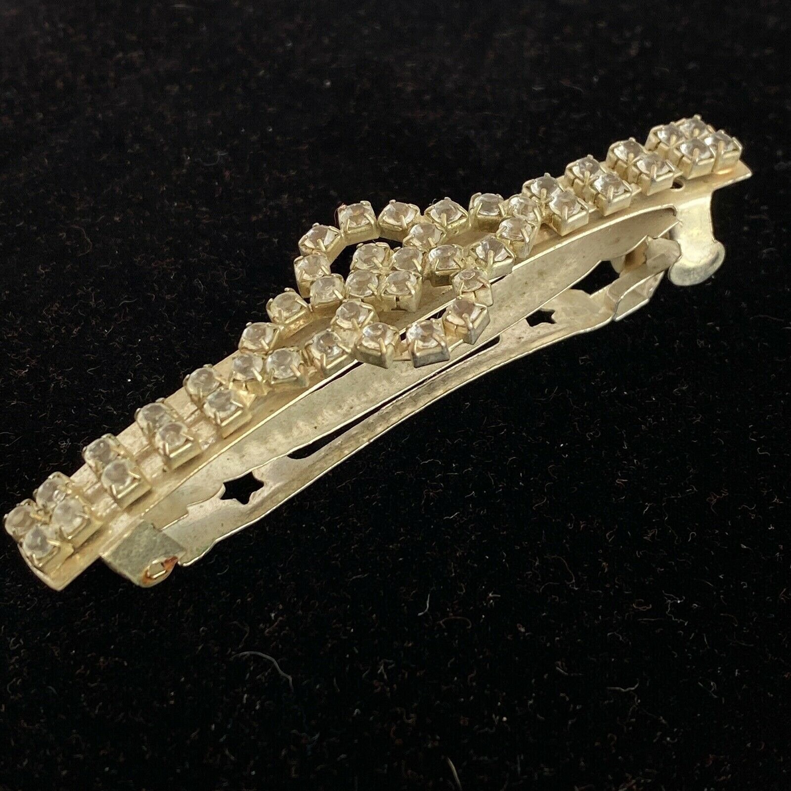 Vintage 1980's Retro French Barrette Hair Clip Silver Tone Crystal ...