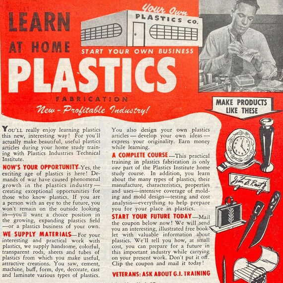 1945 Vintage Home Plastics Fabrication Magazine Print Ad | Etsy