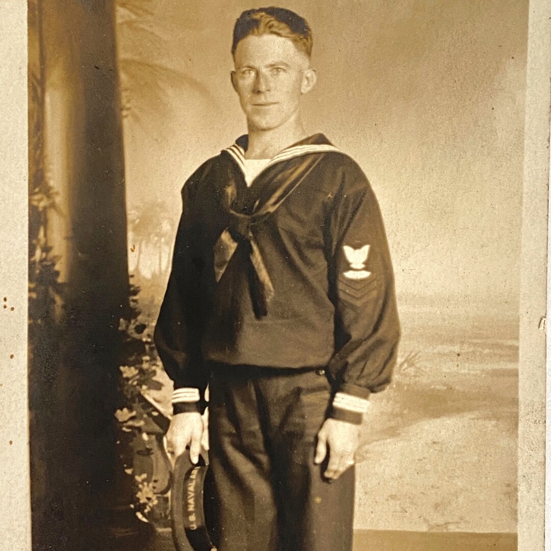 RPPC 1918 US Navy World War 1 Sailor Studio Portrait Pensacola AZO ...