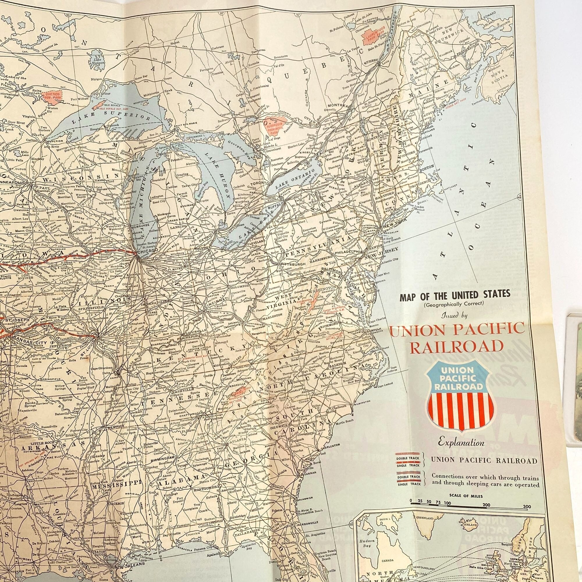 1959 Union Pacific Railroad Map of the United States Special Location ...
