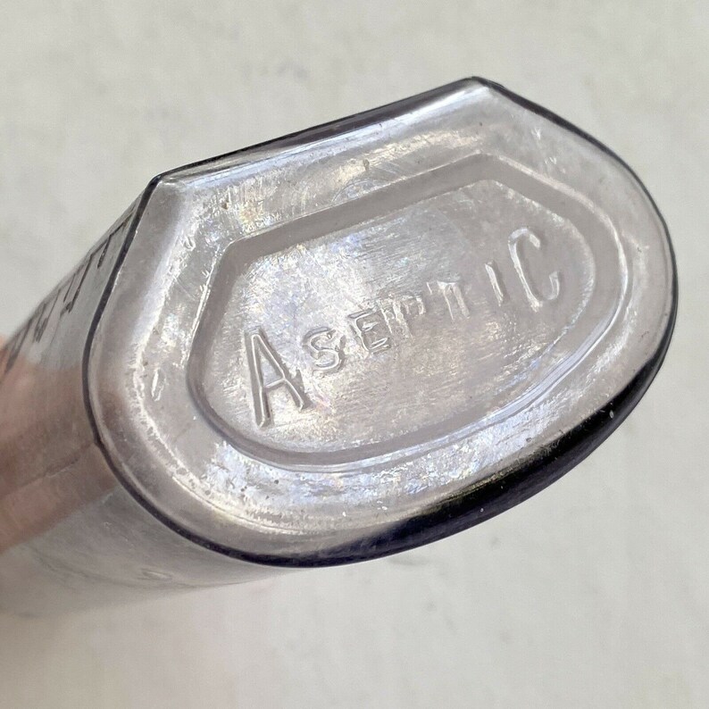 Antique Rare Solarized Obear-nester Glass Aseptic 8 Oz Medicine Bottle ...