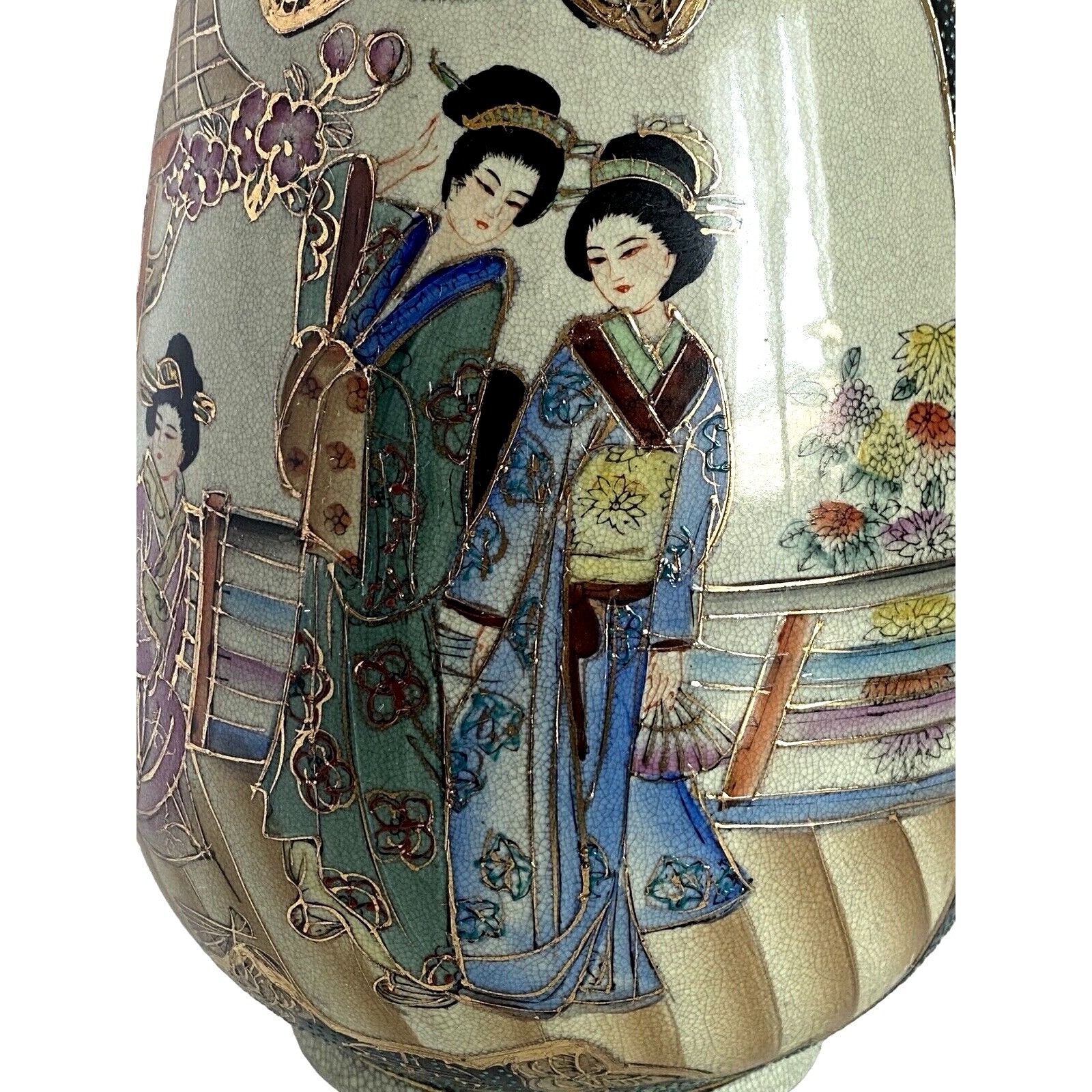 Japanese Royal Satsuma Moriage Hand Painted Gilded 12in X 8in Footed ...