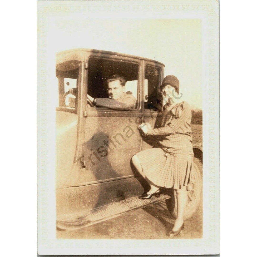 Vintage Photograph of Late1920s Ford Model A Car Man Flapper Woman ...