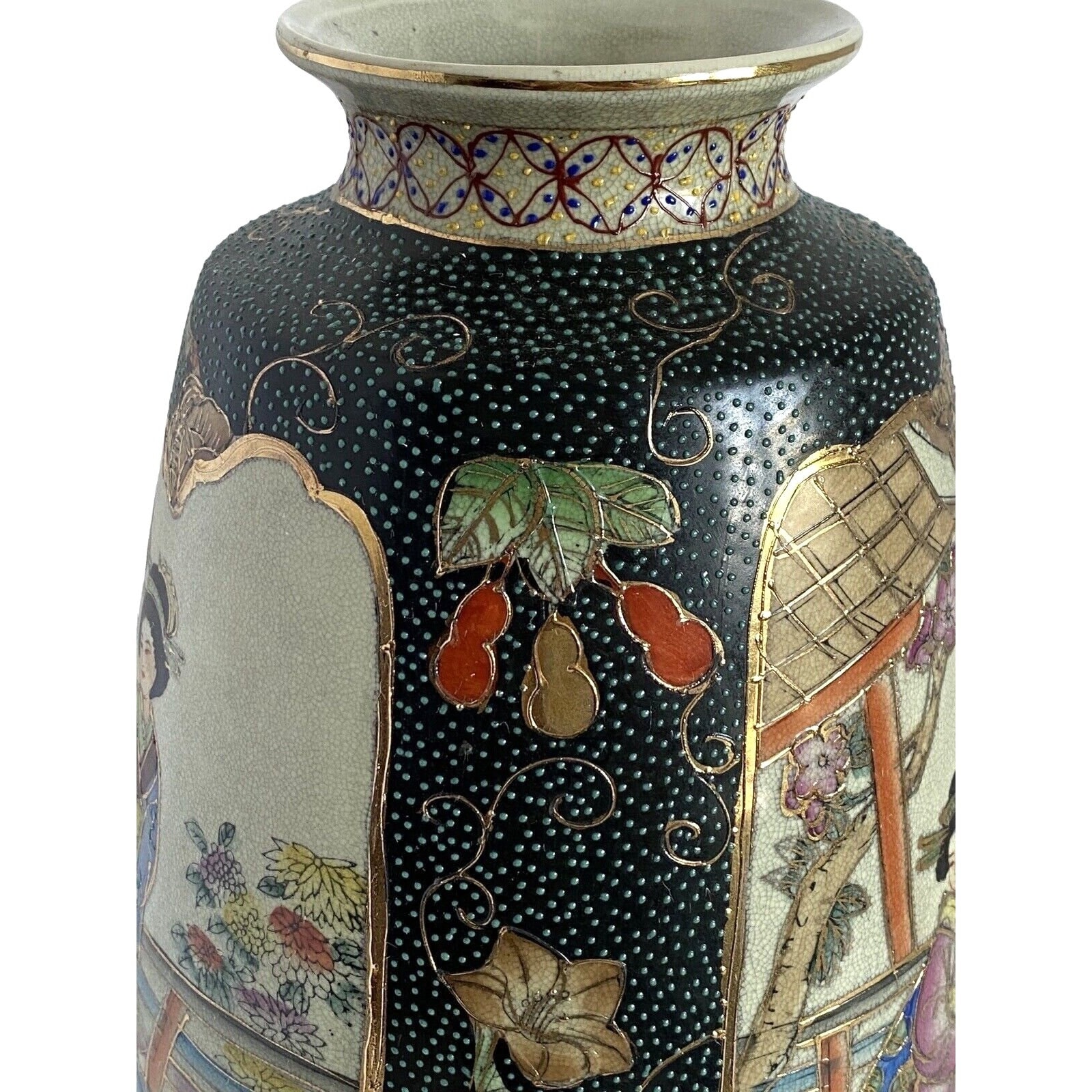 Japanese Royal Satsuma Moriage Hand Painted Gilded 12in X 8in Footed ...