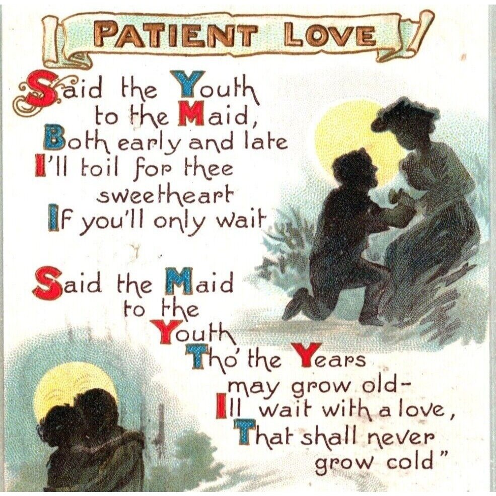 1914 Patient Love Poem Greetings Art Nouveau Gold Accent BB London ...