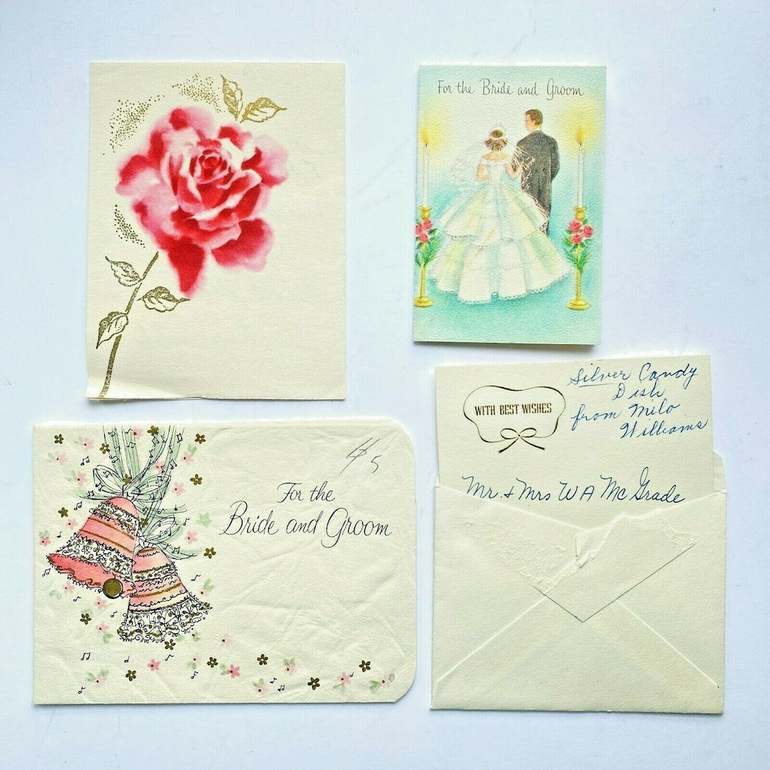 Vintage 1958 Wedding Message Congratulations Gifts Greeting Cards Lot ...