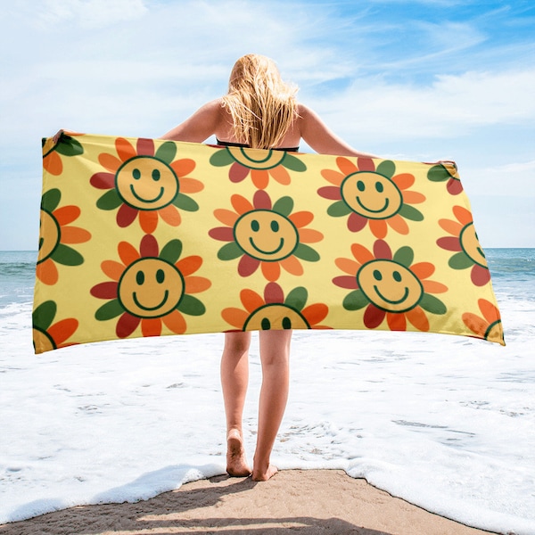 Smiley Face Beach Towel - Etsy