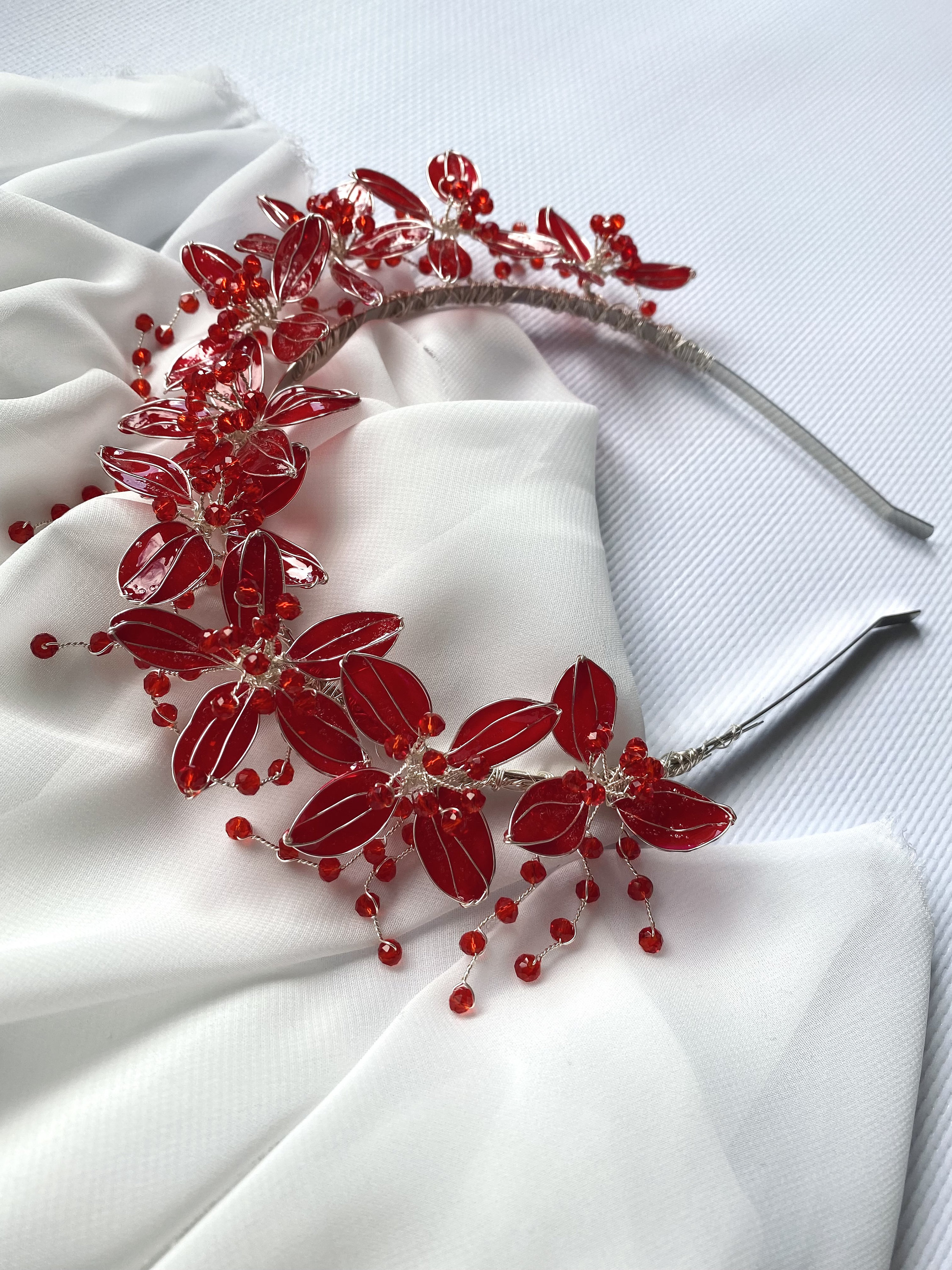 Red Crown, Henna Crown, Flowers Crown, Crystal Crown, Hair Accesories ...