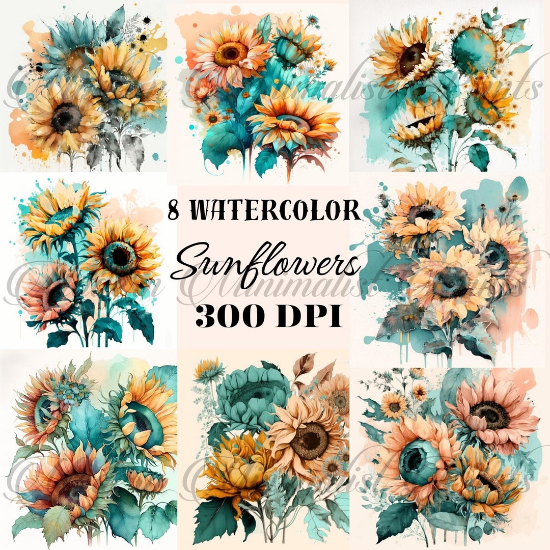 Watercolor Sunflower Clipart: Summer Floral PNG (digital Download) - Etsy