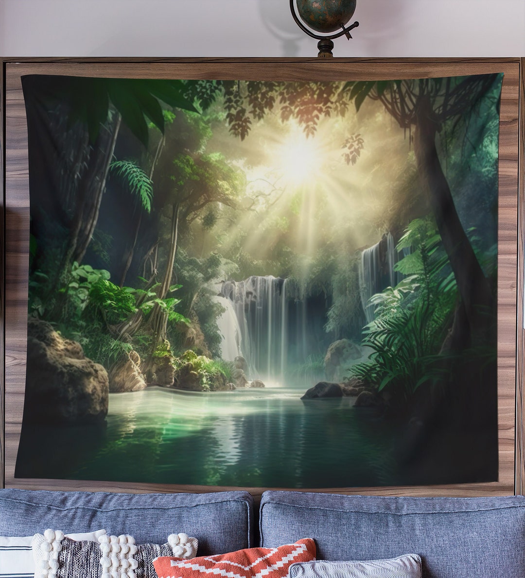 Tropical Forest Tapestry, Waterfall Tapestry, Nature Tapestry, Wall ...