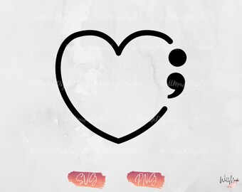 Heart Semicolon Svg - Etsy